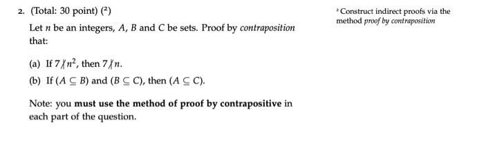 Solved *Construct indirect proofs via the method proof by | Chegg.com
