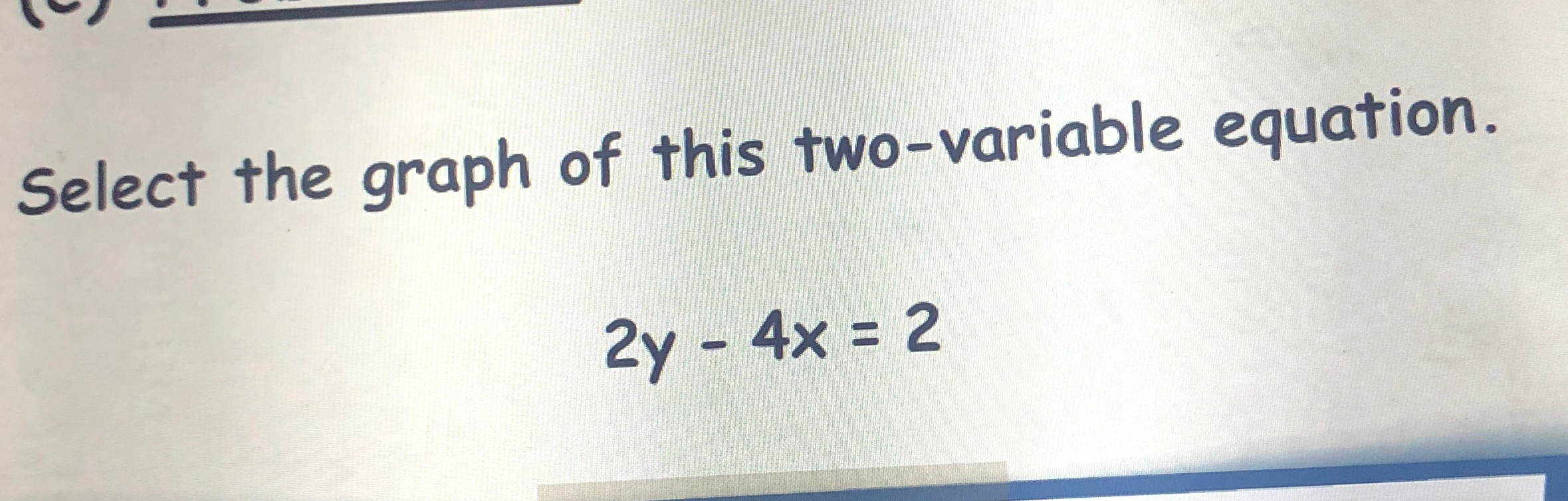 Solved Select the graph of this two-variable | Chegg.com