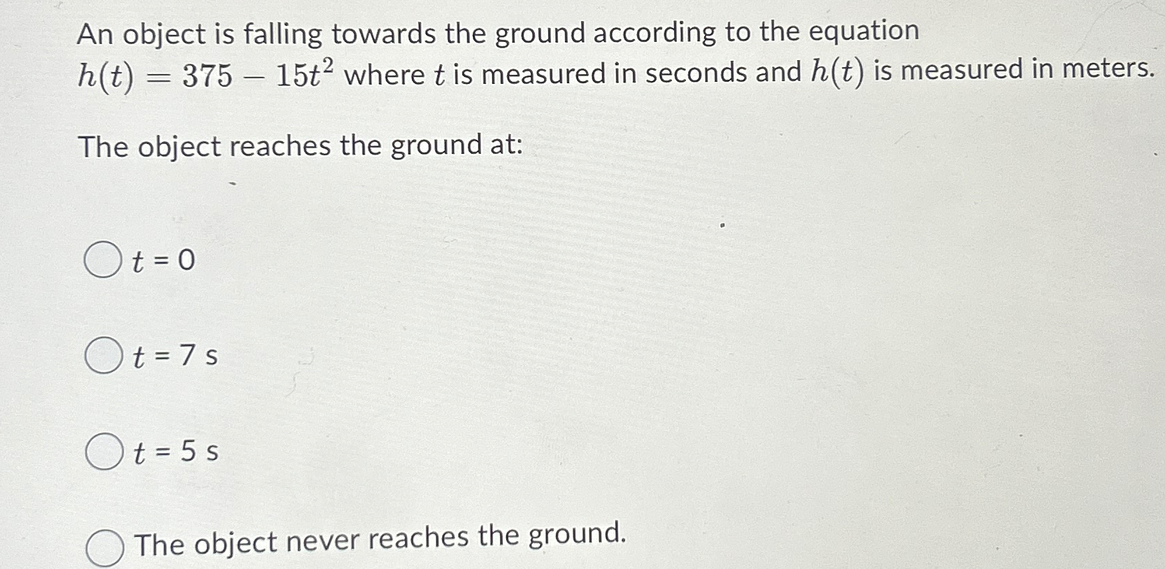 Solved An object is falling towards the ground according to | Chegg.com