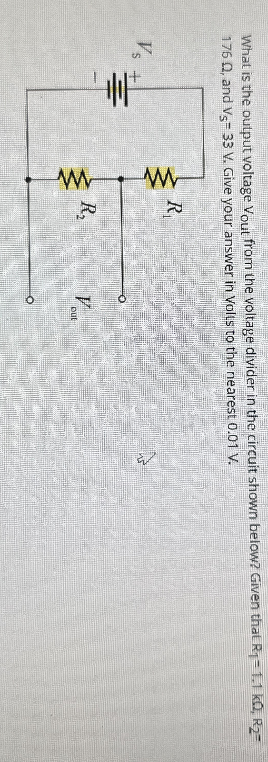 Solved What is the output voltage Vout ﻿from the voltage | Chegg.com