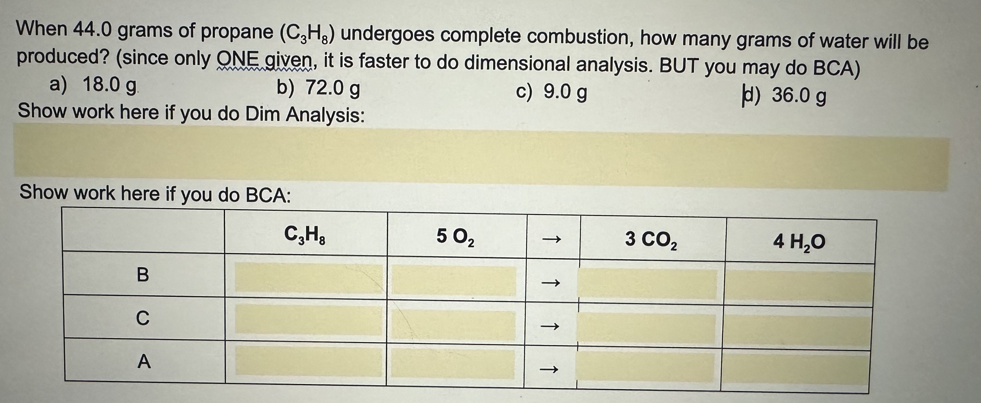 Solved When 44.0 ﻿grams of propane (C3H8) ﻿undergoes | Chegg.com
