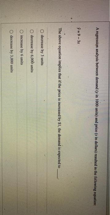 Solved A regression analysis between demand (y in 1000 | Chegg.com