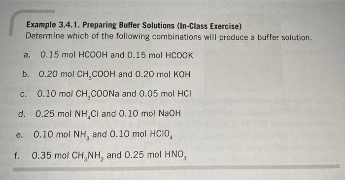 Solved Example 3.4.1. Preparing Buffer Solutions (In-Class | Chegg.com