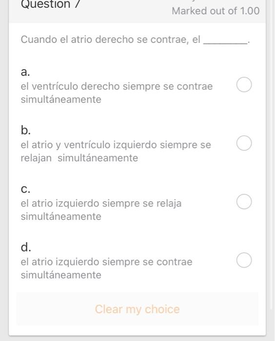 Solved (translated from spanish) When the right atrium | Chegg.com