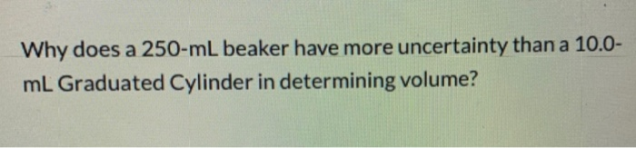 Solved Why does a 250-ml beaker have more uncertainty than a | Chegg.com