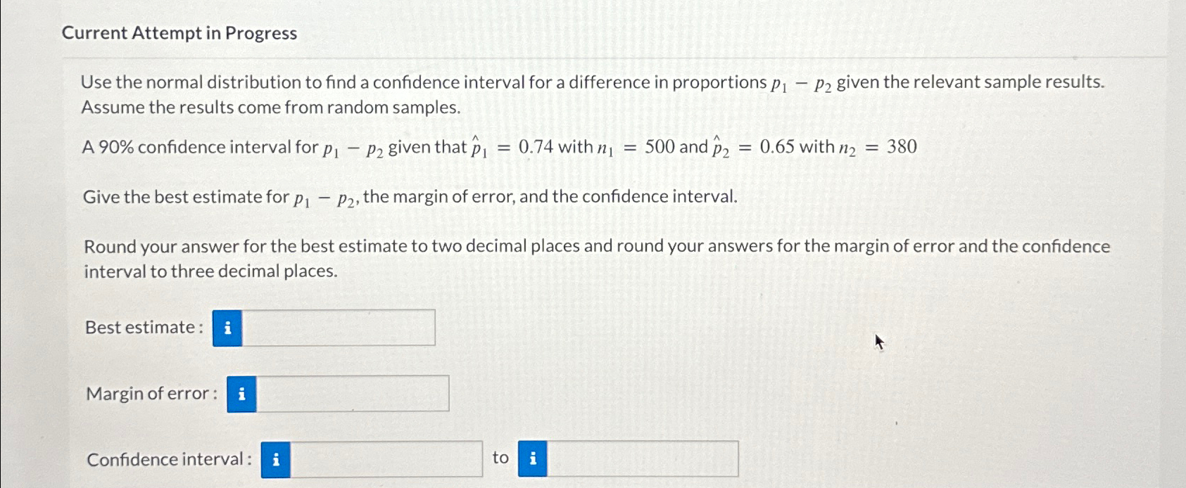 Solved Current Attempt in ProgressUse the normal | Chegg.com