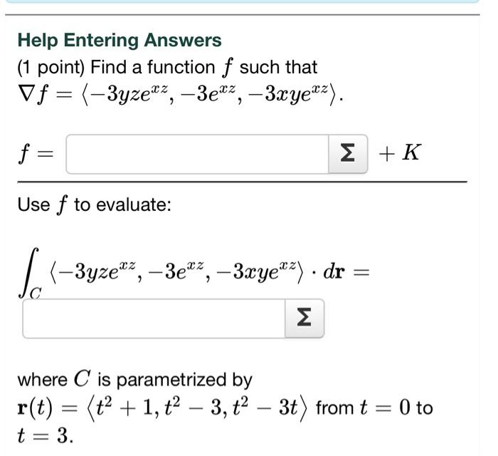 Solved Help Entering Answers (1 point) Find a function f | Chegg.com