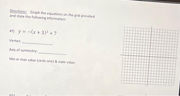 Solved Directions Graph The Equations On The Grid Provi 