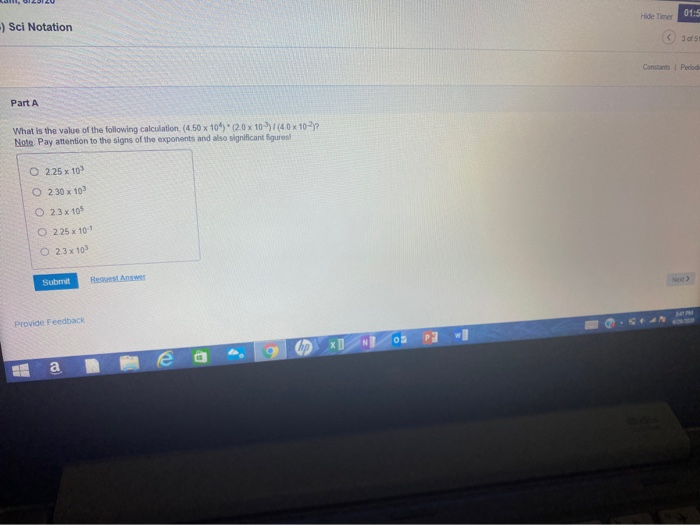 Solved 01:5 Hide Timer :) Sci Notation Constants Period Part | Chegg.com