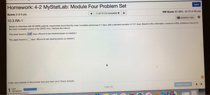 Solved Homework: 4-2 MyStatLab: Module Four Problem Set | Chegg.com