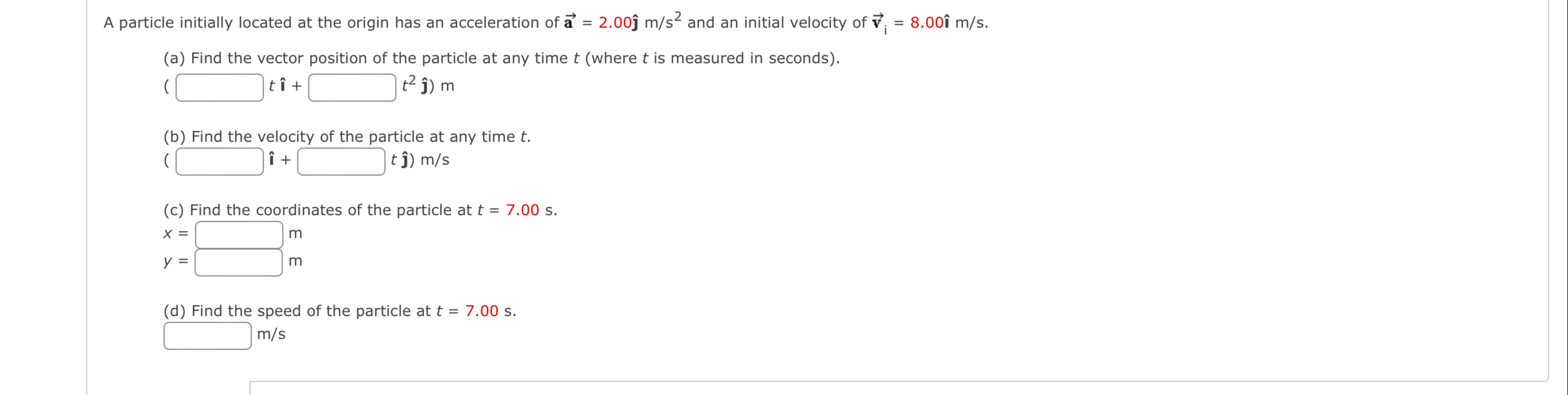 Solved A particle initially located at the origin has an | Chegg.com