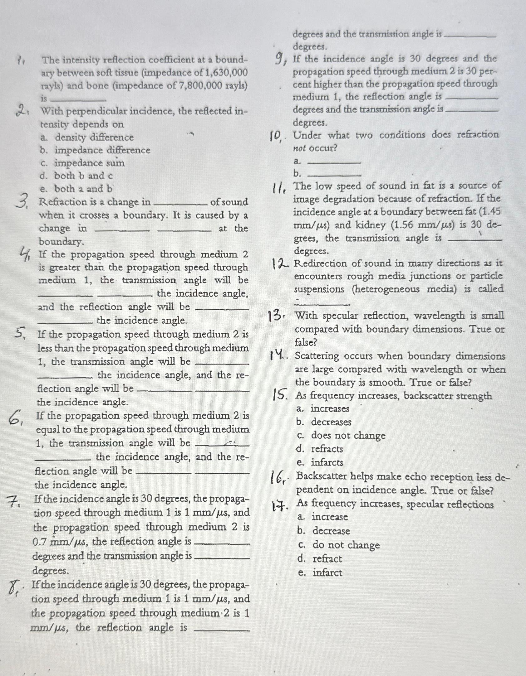 Solved The intensity reflection coefficient at a boundary | Chegg.com