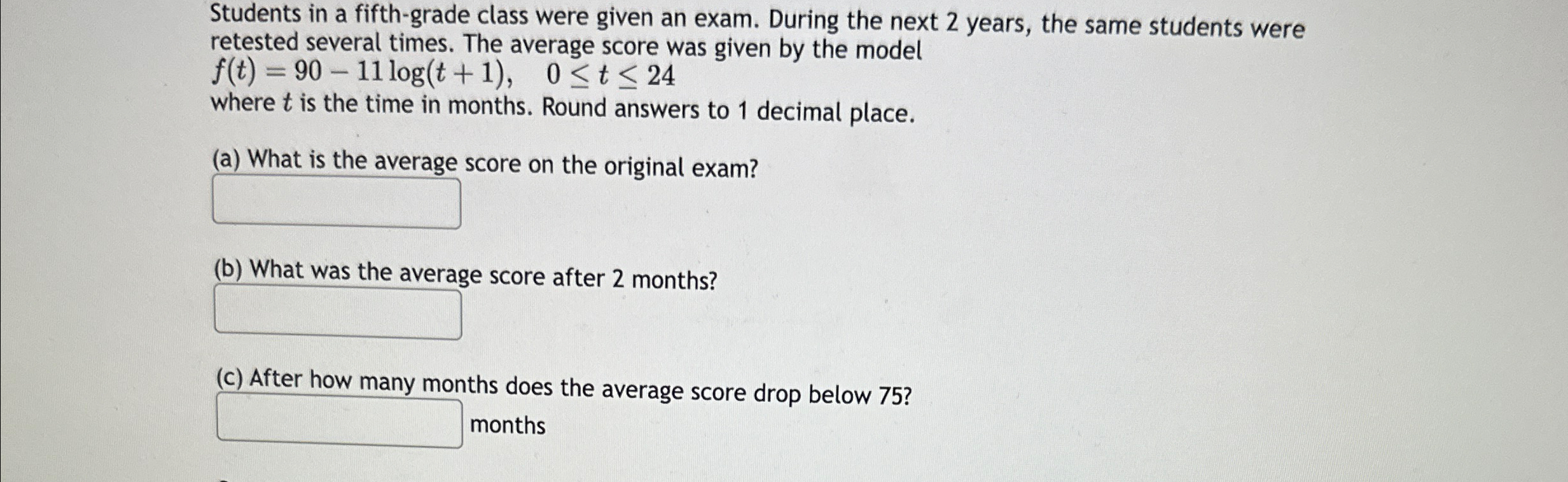 Solved Students in a fifth-grade class were given an exam. | Chegg.com