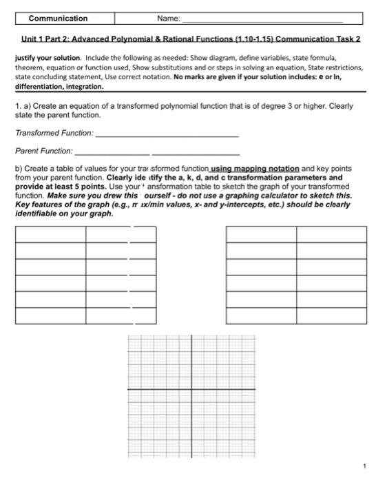 Solved Unit 1 Part 2 Advanced Polynomial And Rational