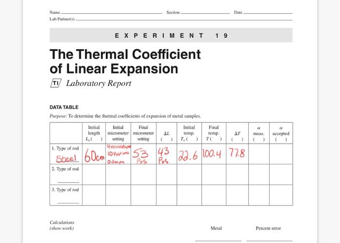 Solved The Thermal Coefficient of Linear Expansion TI | Chegg.com