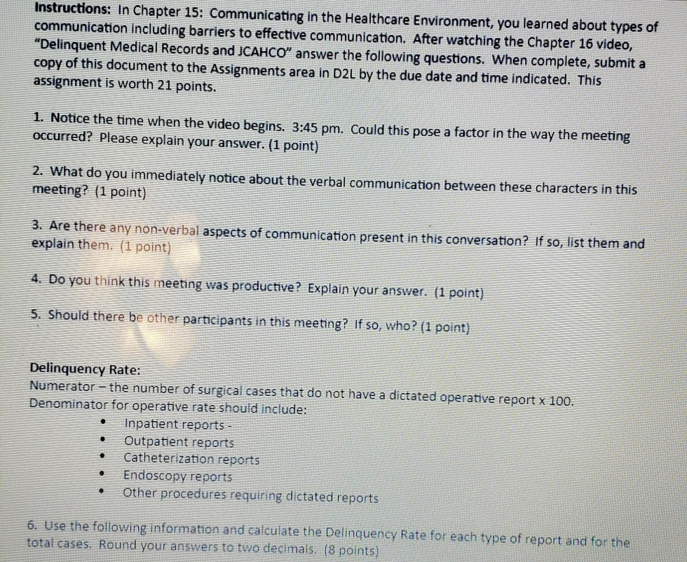 Solved Instructions: In Chapter 15: Communicating in the | Chegg.com
