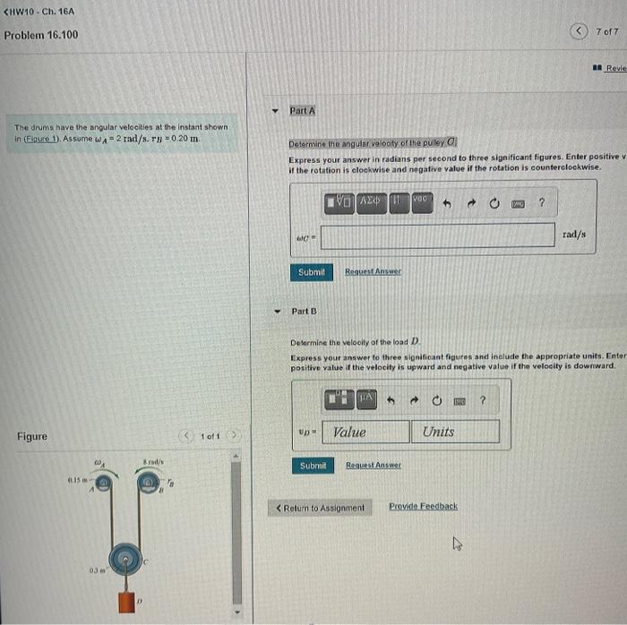 Solved The drums have the angular veloeities at the instant | Chegg.com