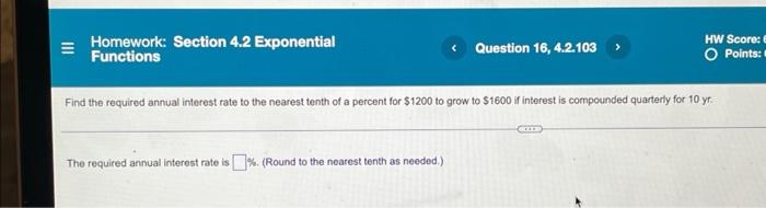 Solved III Homework: Section 4.2 Exponential Functions | Chegg.com