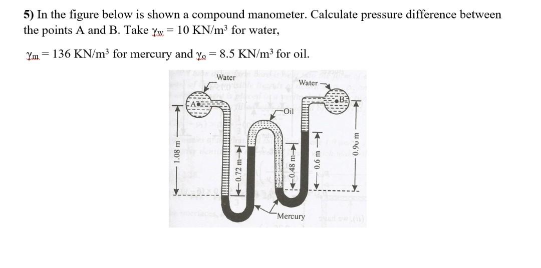 Solved 5) In the figure below is shown a compound manometer. | Chegg.com