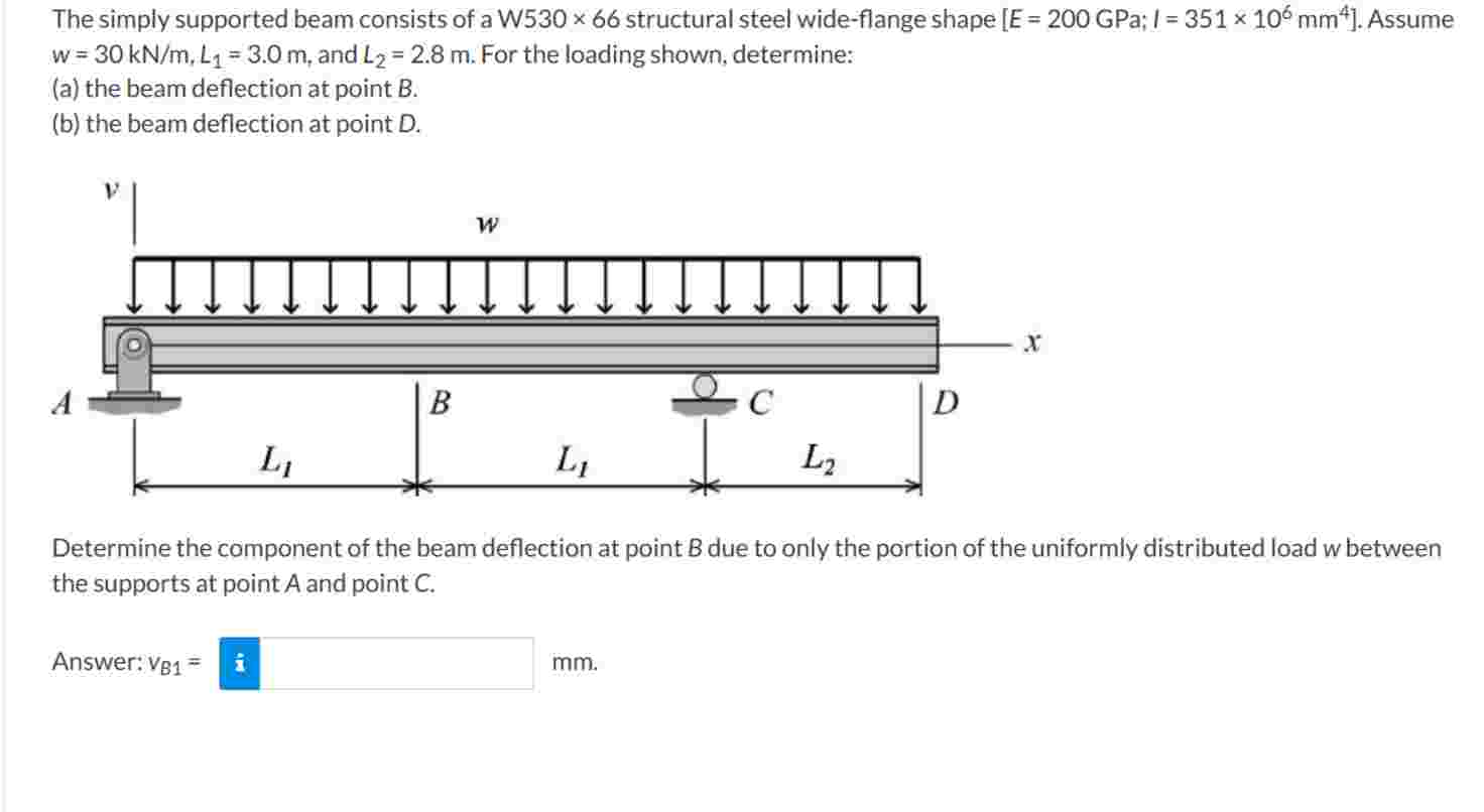 The simply supported beam consists of a W530 ×66 | Chegg.com