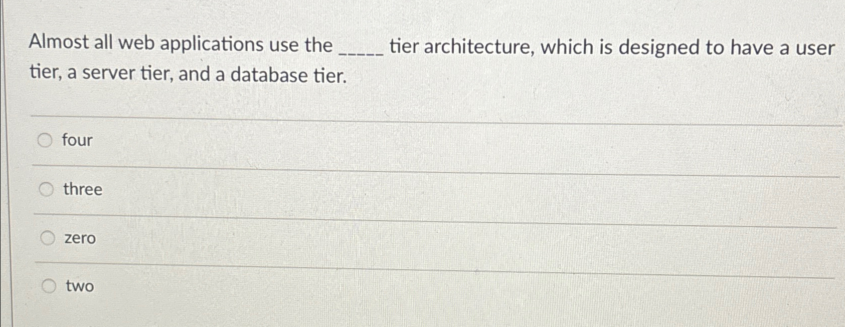 Solved Almost all web applications use the tier | Chegg.com