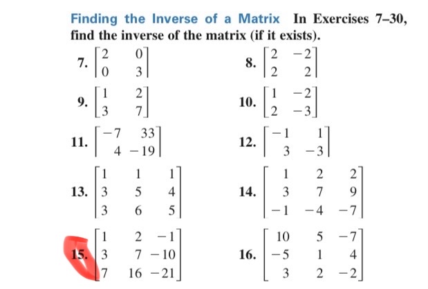 Solved Finding the Inverse of a Matrix In Exercises 7-30, | Chegg.com