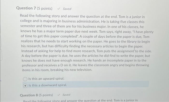 Solved Question 7 (5 points) Saved Read the following | Chegg.com