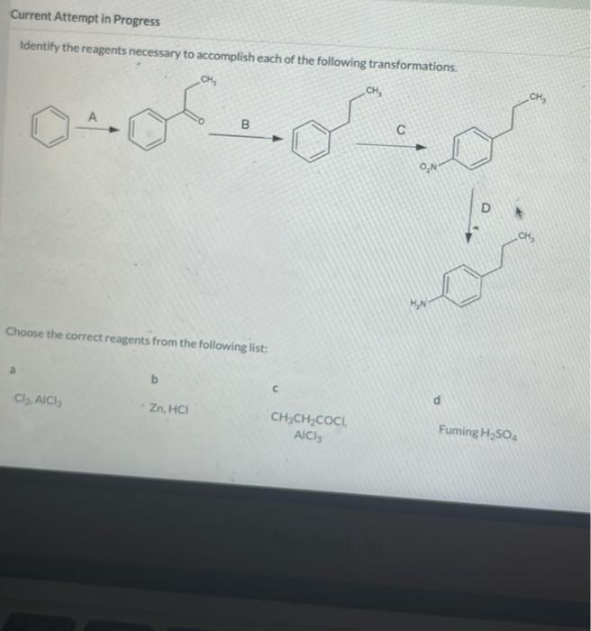 Solved Current Attempt in Progress Identify the reagents | Chegg.com