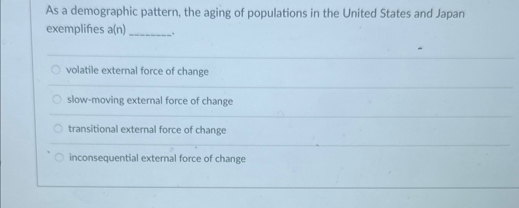 Solved As a demographic pattern, the aging of populations in | Chegg.com