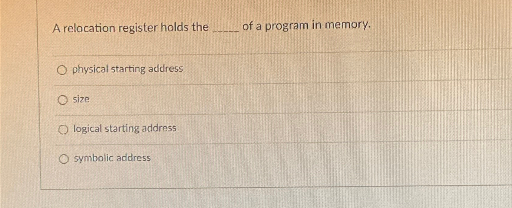 Solved A relocation register holds the of a program in | Chegg.com