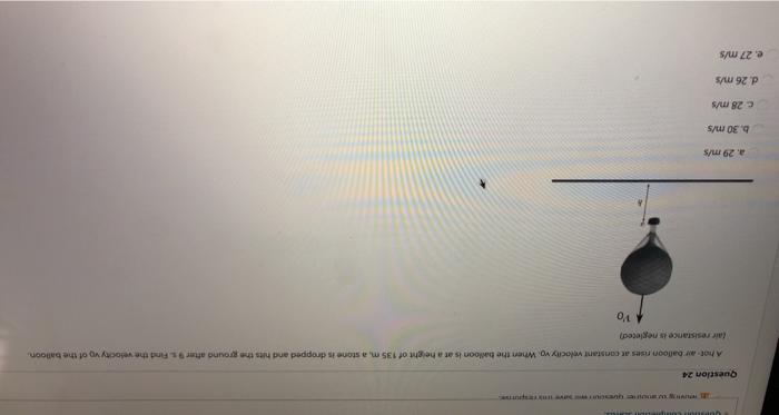 Solved WART Question 24 Ahoraw balloon rises at constant | Chegg.com