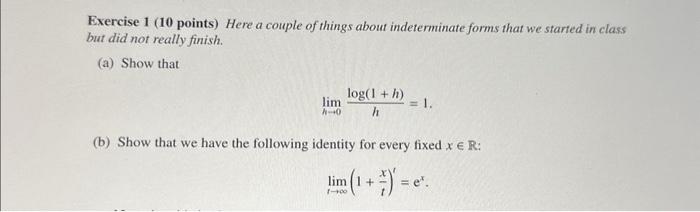 Solved Exercise 1 (10 points) Here a couple of things about | Chegg.com