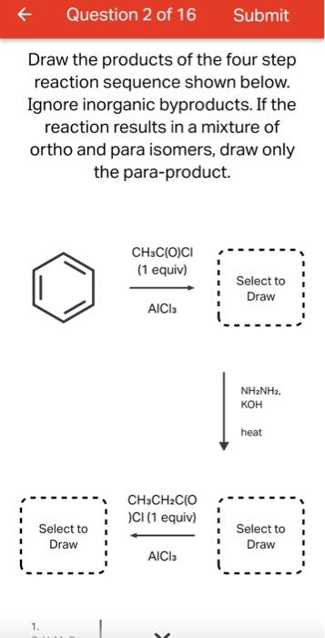 Solved Draw the products of the four step reaction sequence | Chegg.com