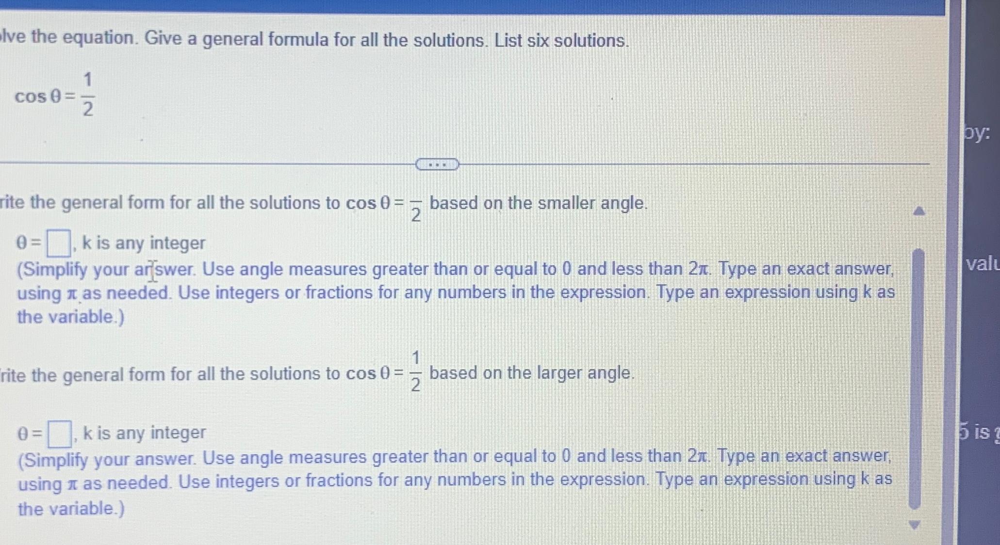 Solved Ive the equation. Give a general formula for all the | Chegg.com