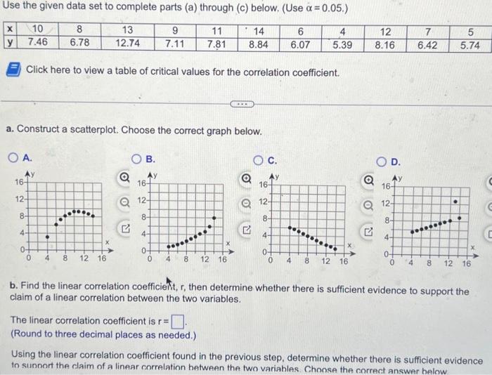 Solved Use the given data set to complete parts (a) through | Chegg.com