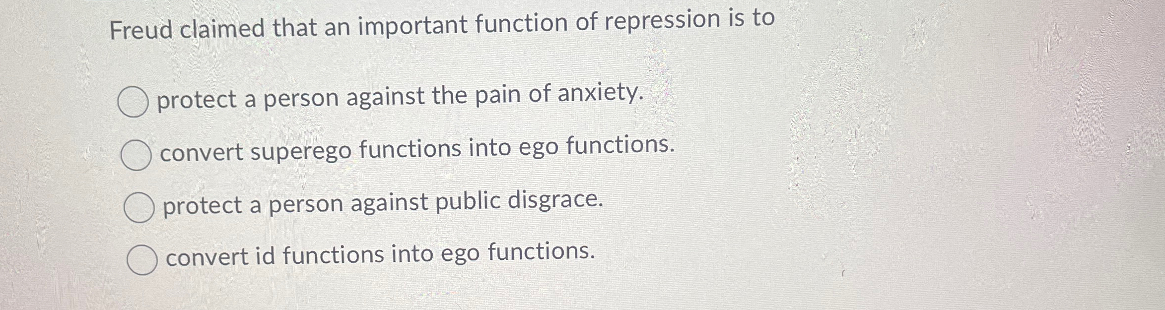 Solved Freud claimed that an important function of | Chegg.com