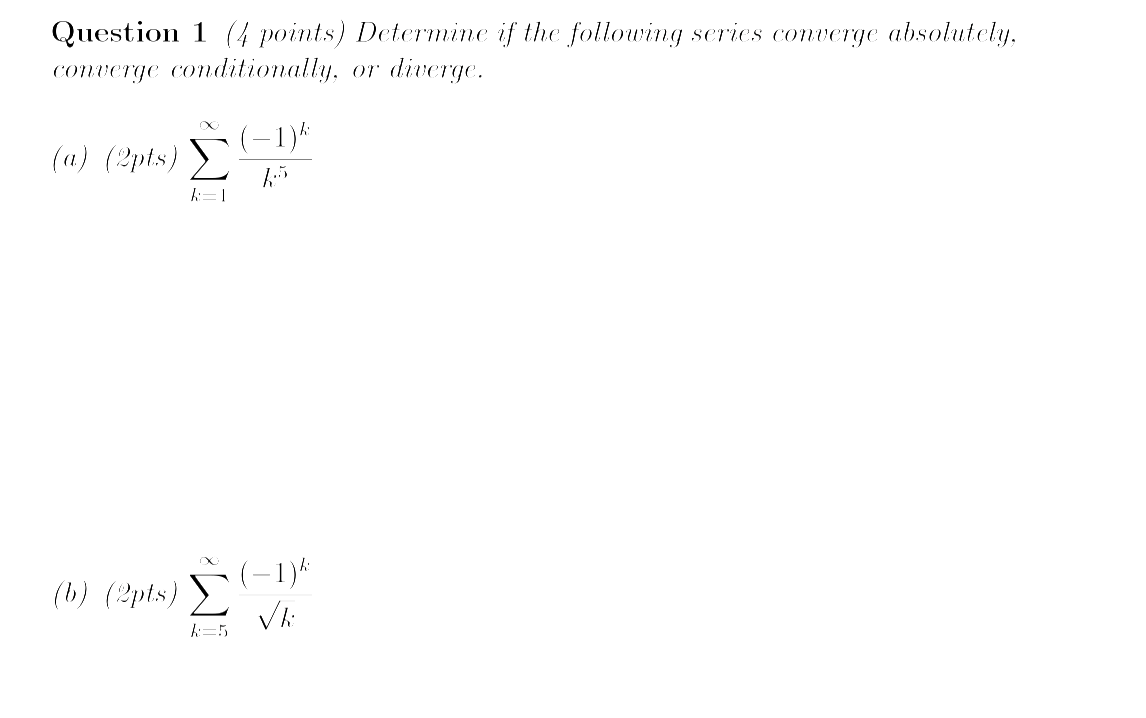 Solved Question 1 (4 points) Determine if the following | Chegg.com Solved Question 1 (4 points) Determine if the following | Chegg.com