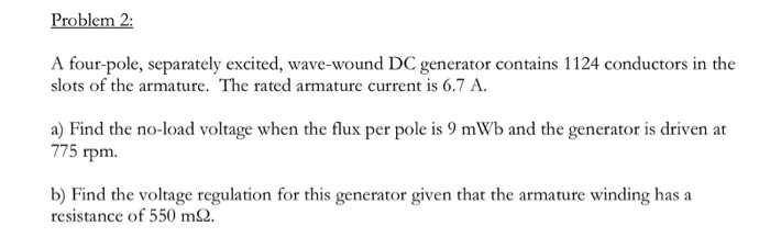 Solved Problem 2: A four-pole, separately excited, | Chegg.com