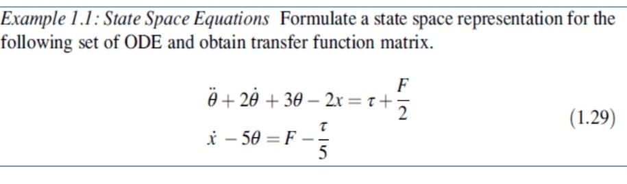 Solved Example 1.1: State Space Equations Formulate a state | Chegg.com