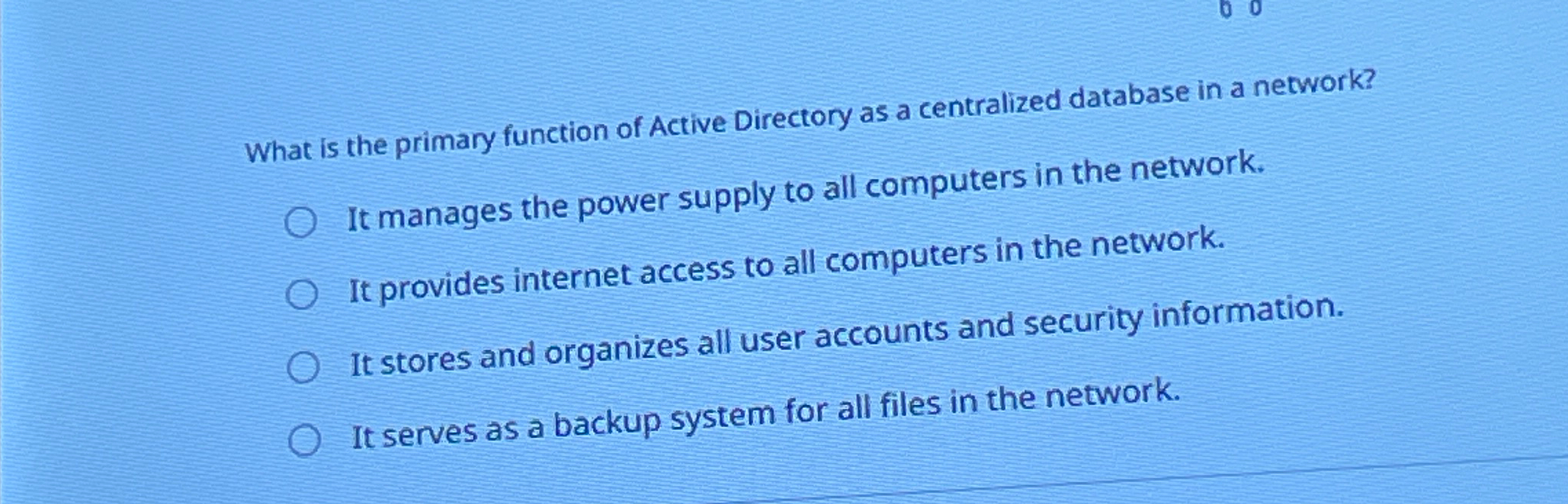Solved What is the primary function of Active Directory as a | Chegg.com