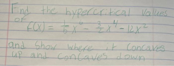 Solved Find the hypercritical values or f(x)=61x6−23x4−12x2 | Chegg.com