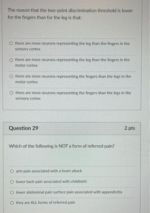 Solved The reason that the two-point discrimination | Chegg.com