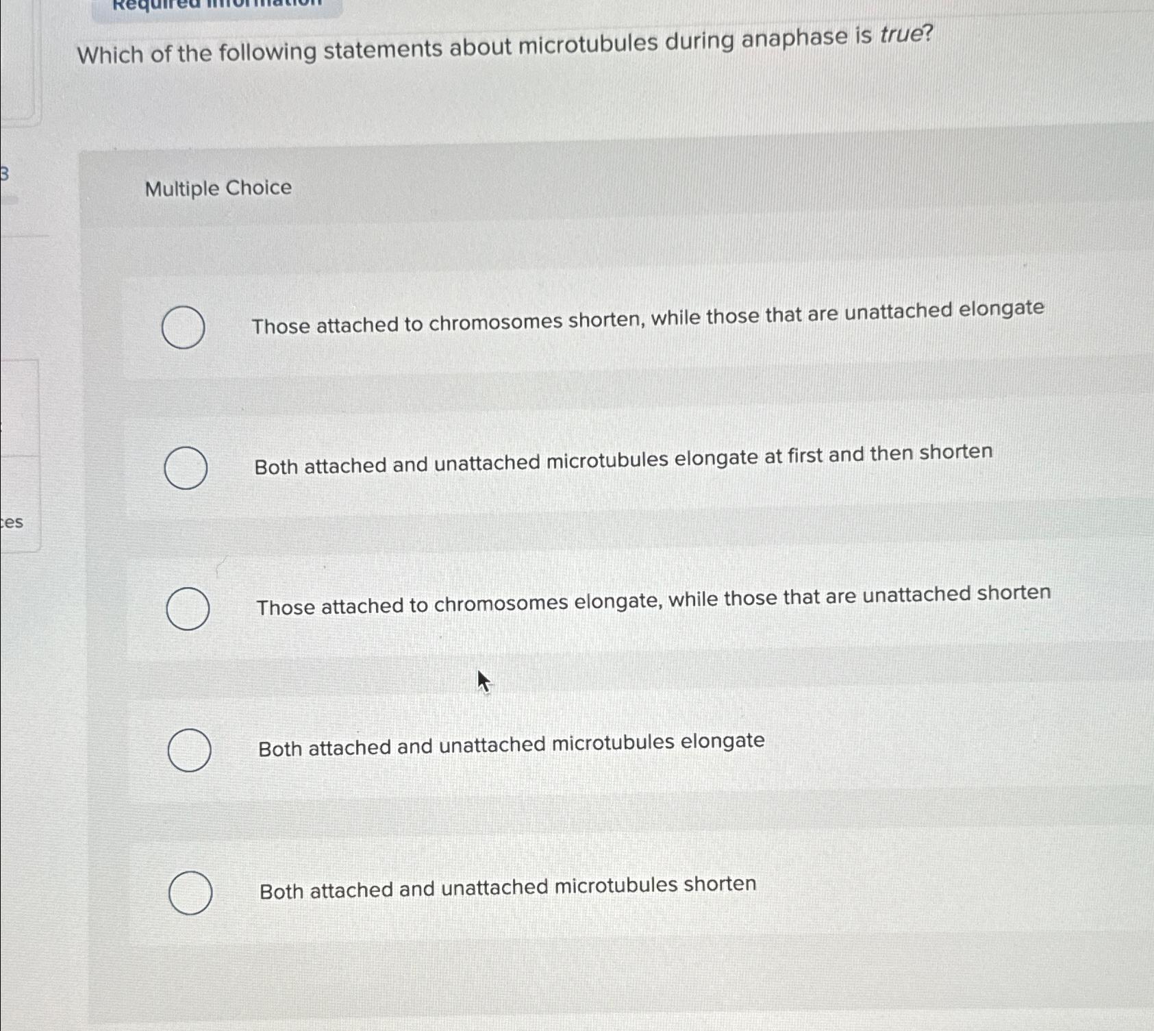 Solved Which of the following statements about microtubules | Chegg.com