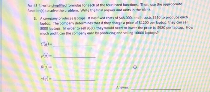 Solved For \#3-4, write simplified formulas for each of the | Chegg.com