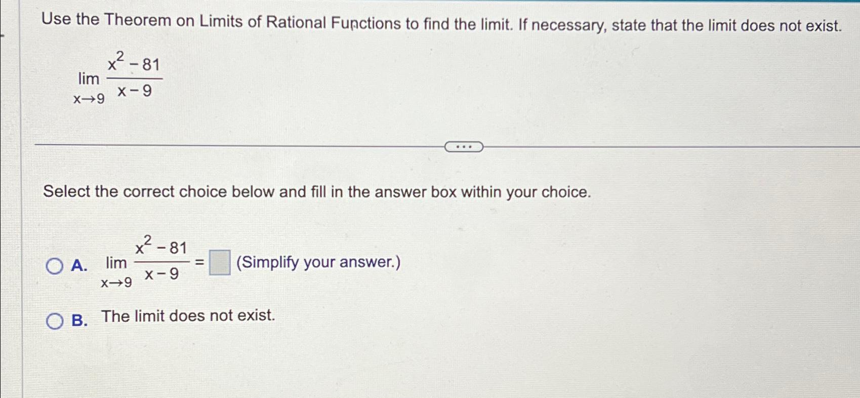 Solved Use the Theorem on Limits of Rational Functions to | Chegg.com