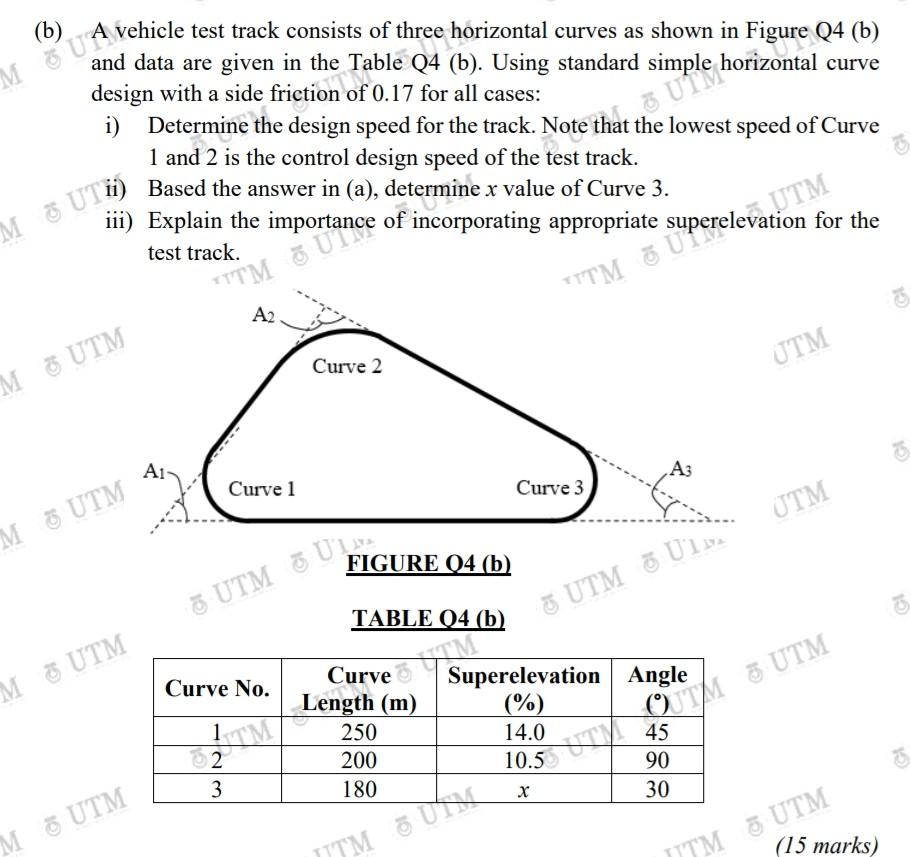 Solved (b) A vehicle test track consists of three horizontal | Chegg.com