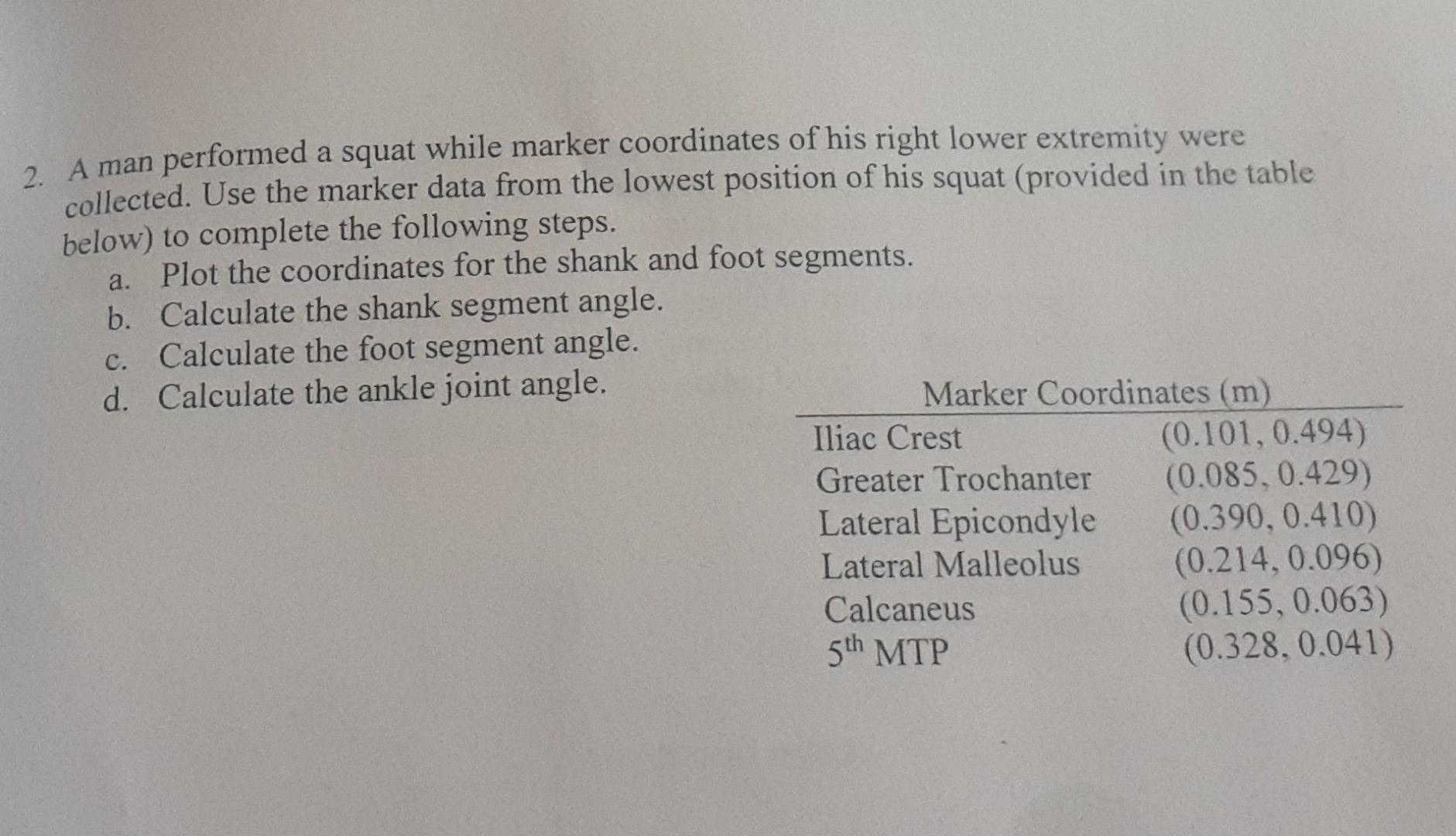 Solved a. 2. A man performed a squat while marker | Chegg.com