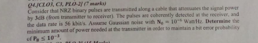 Solved Q4./CLO3, ﻿C3, ﻿PLO-2) (7 ﻿marks)Consider that NRZ | Chegg.com