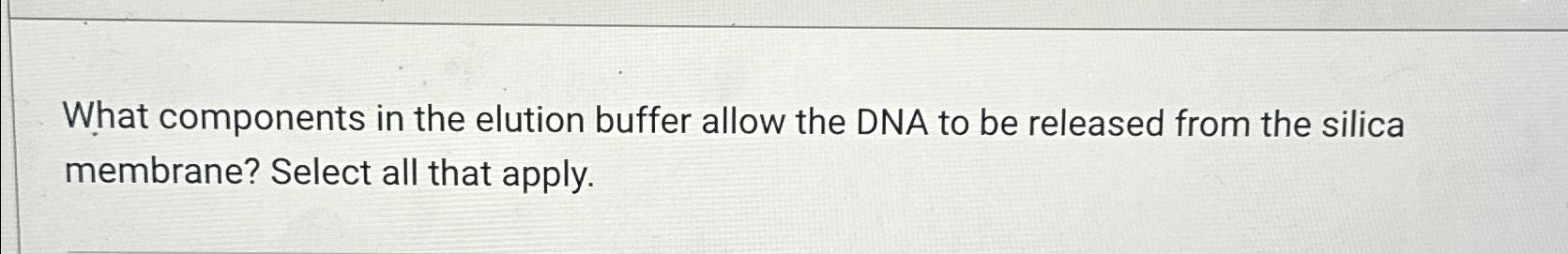 Solved What components in the elution buffer allow the DNA | Chegg.com