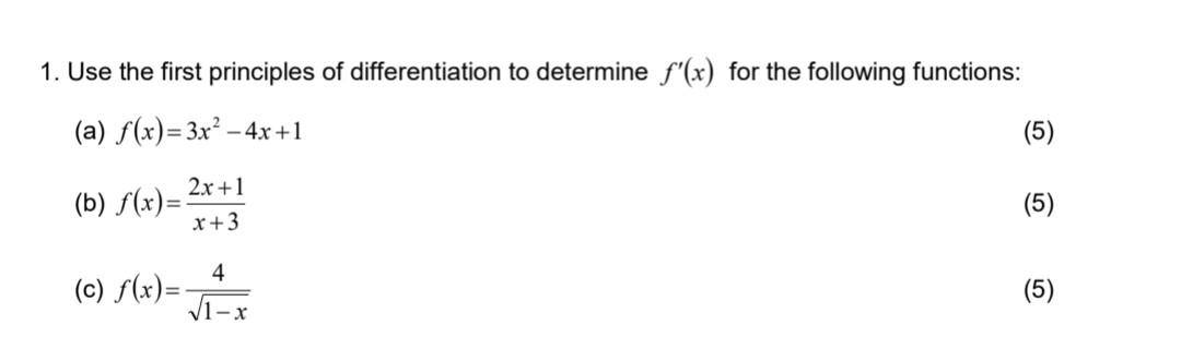 Solved 1. Use the first principles of differentiation to | Chegg.com